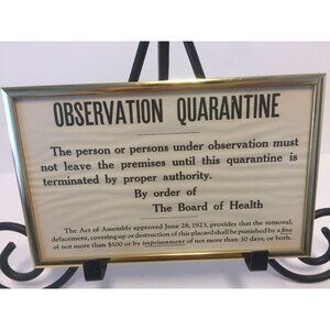 Accents | Vintage Medical Historical Sign Observation Quarantine By The ...